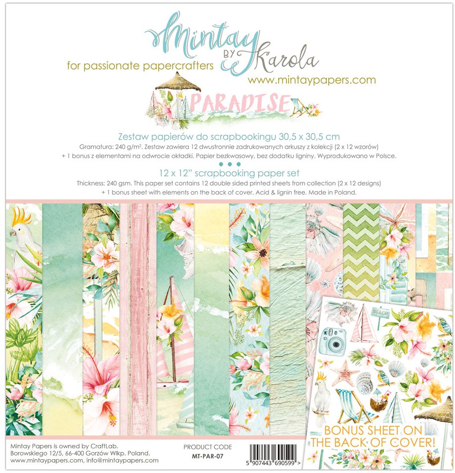 Mintay - PAR - 12x12 Paper Set - Paradise - Kreativ Scrapping