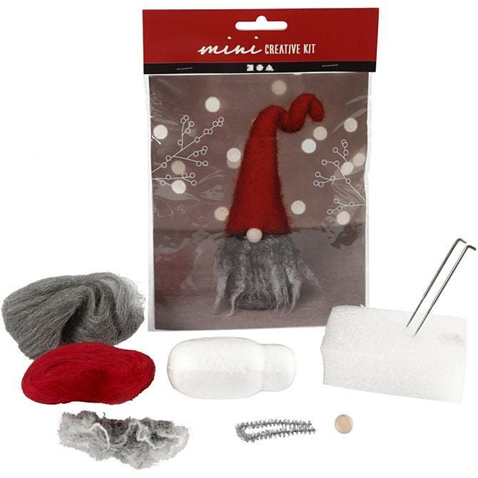 Hobbysett - Jul - Mini - Nese nisse m/grått skjegg - Kreativ Scrapping