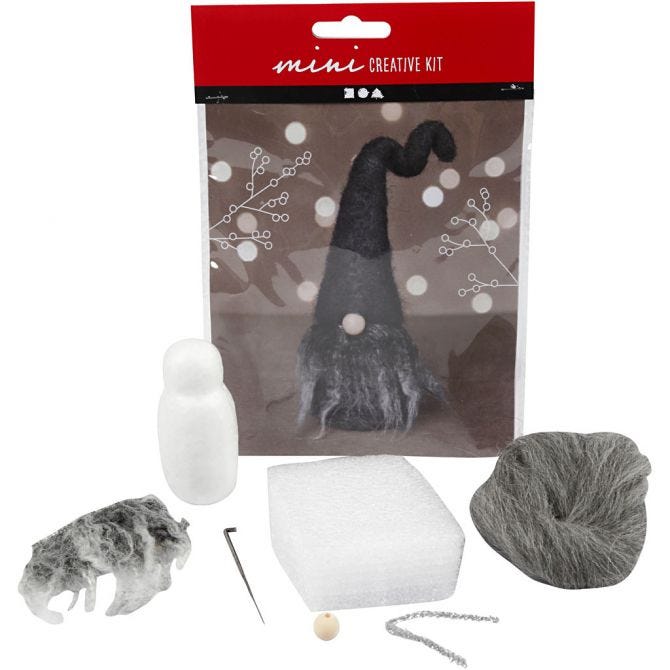 Hobbysett - Jul - Mini - Nese nisse m/ grå lue - Kreativ Scrapping