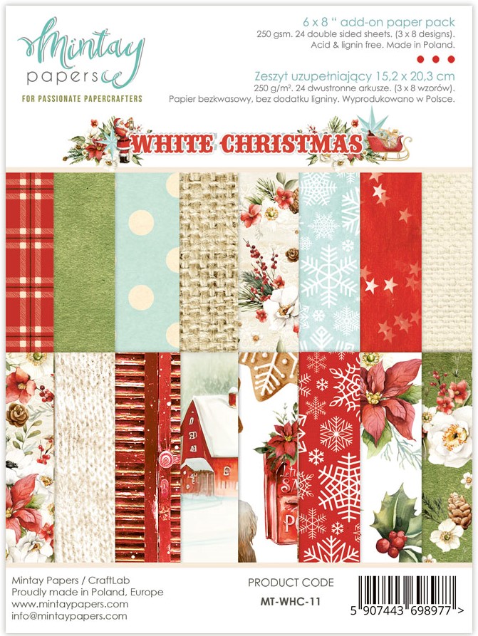Mintay - WHC - 6x8 Add on Paper Pack - White Christmas - Kreativ Scrapping