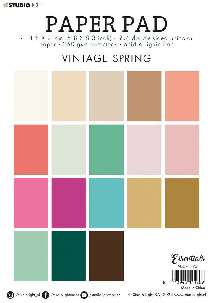 Studio Light - PP92 - Paper Pad A5 - Vintage Spring - Kreativ Scrapping
